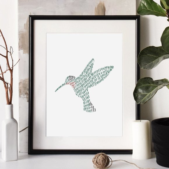 StoneFawx Studios | Wall Decor | Hummingbird Word Art | Poshmark